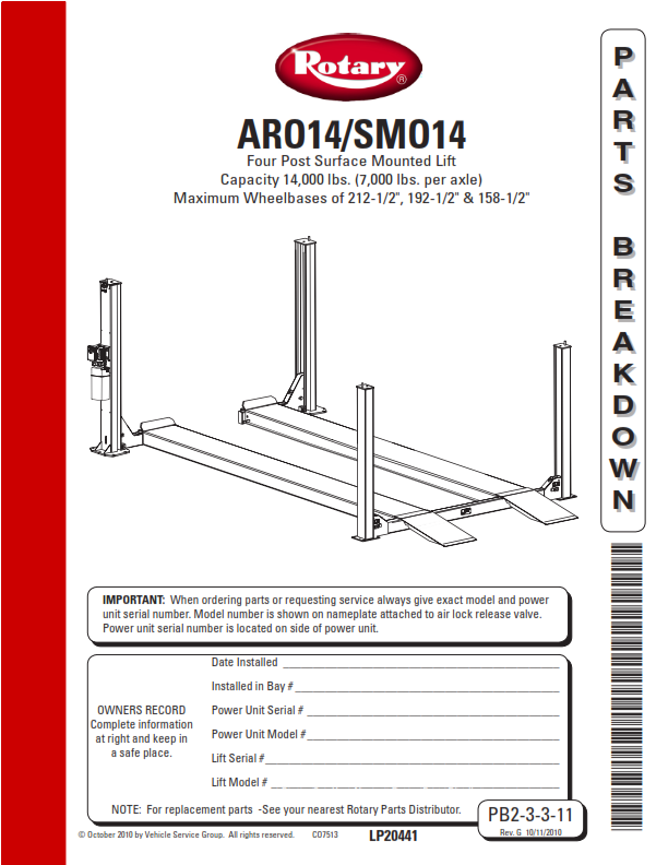 Información Técnica Rotary Lift - Servicio Guerrero